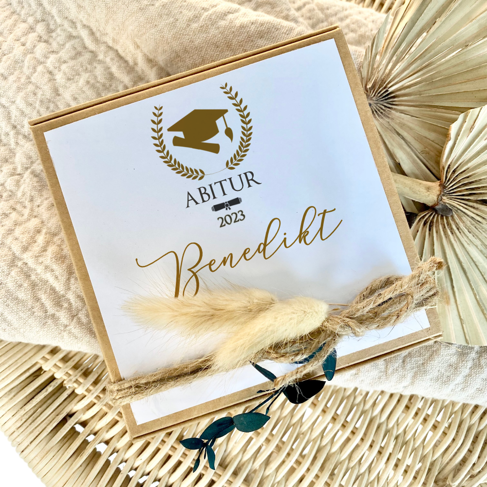 Abi Geschenk Abitur Geldgeschenk Box mit Namen Spruch – Manufaktur ...